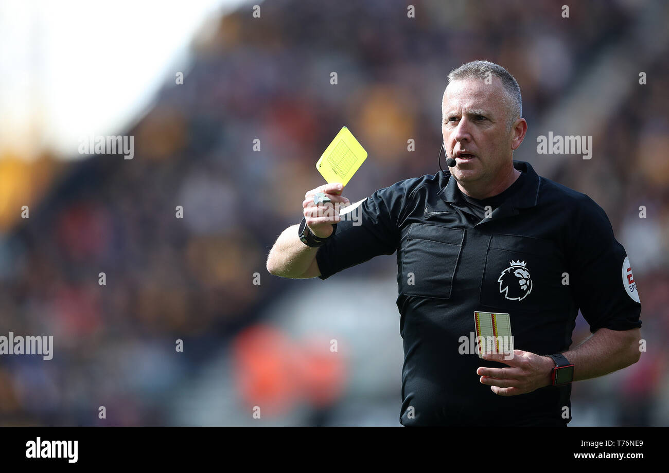 Match referee Jonathan Moss during the Premier League match at Molineux ...