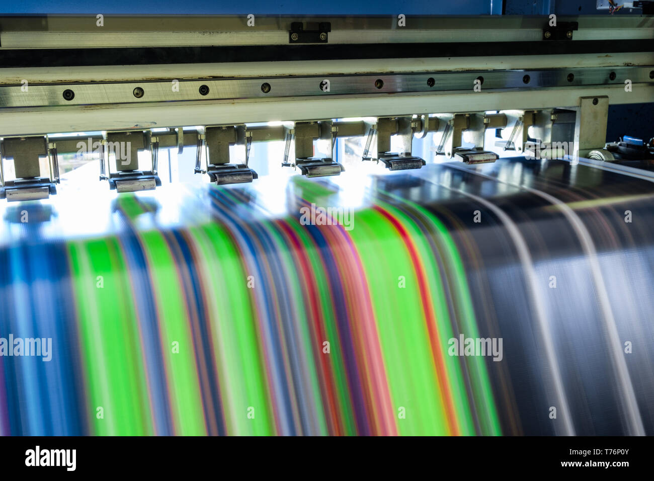 Large inkjet printer working multicolor cmyk on vinyl banner Stock ...