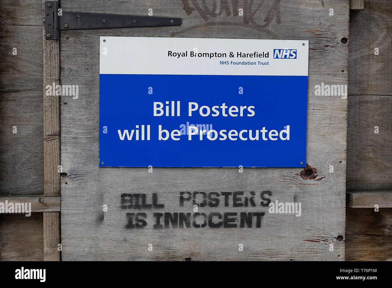 Bill posters will be prosecuted NHS Sign, Bill posters is innocent sign ...
