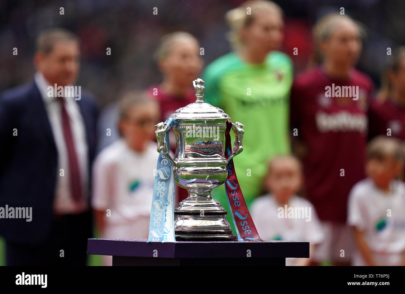 A view of the trophy before the Women's FA Cup Final at Wembley Stadium ...