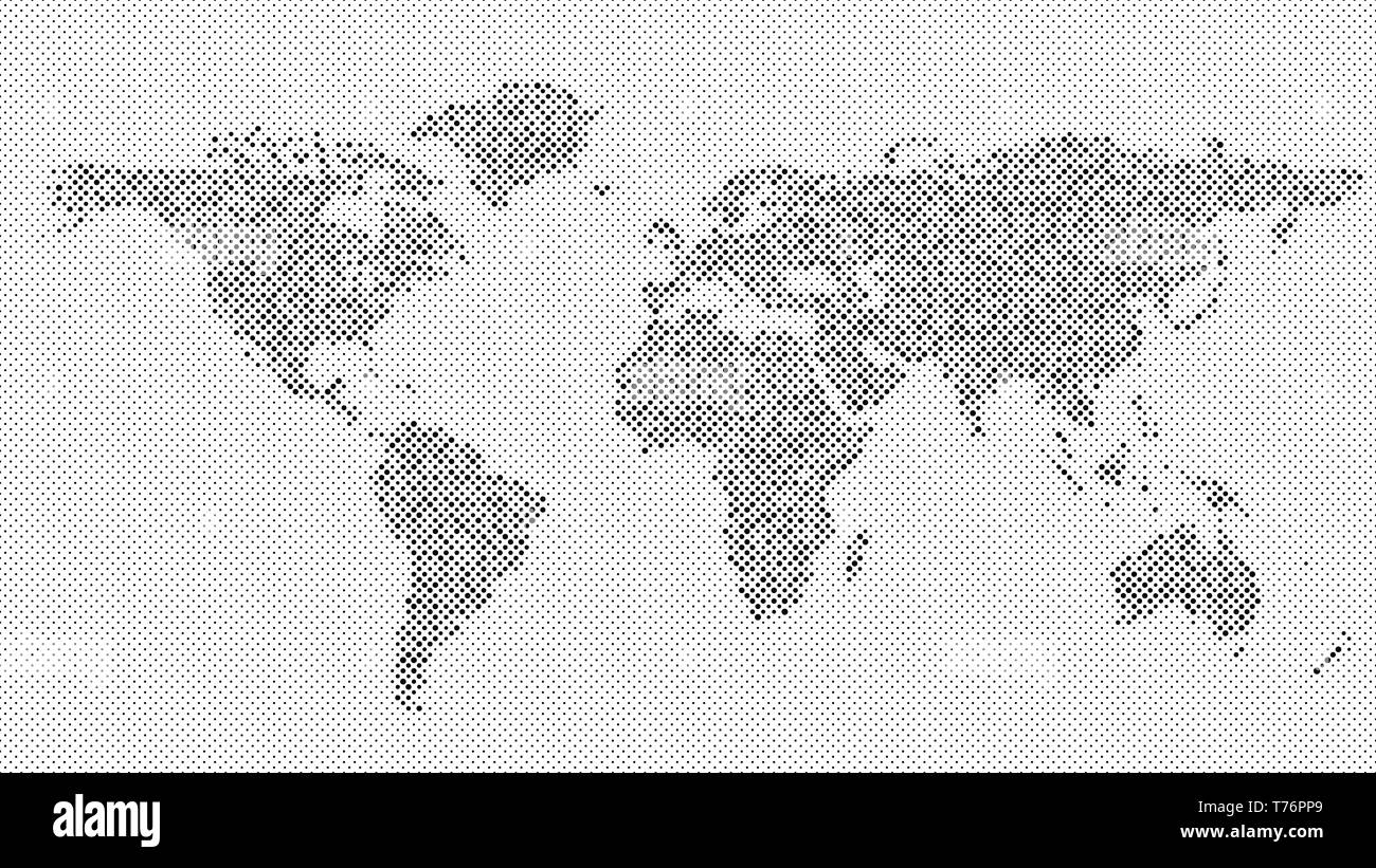 Halftone world map background - vector dot pattern Stock Vector Image ...