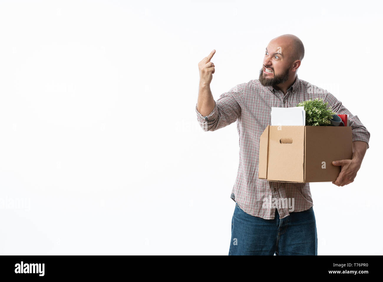 Office worker hold container Cut Out Stock Images & Pictures - Alamy