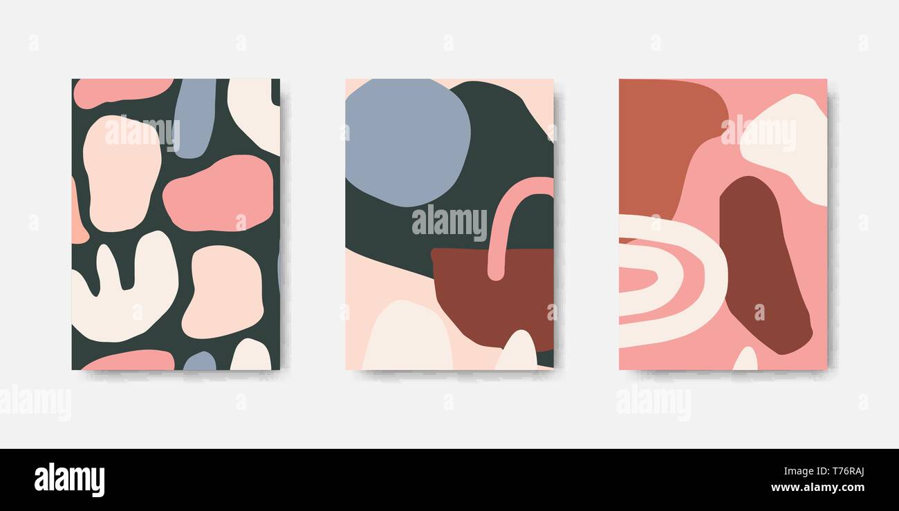 Modern and stylish poster templates with organic abstract shapes in ...