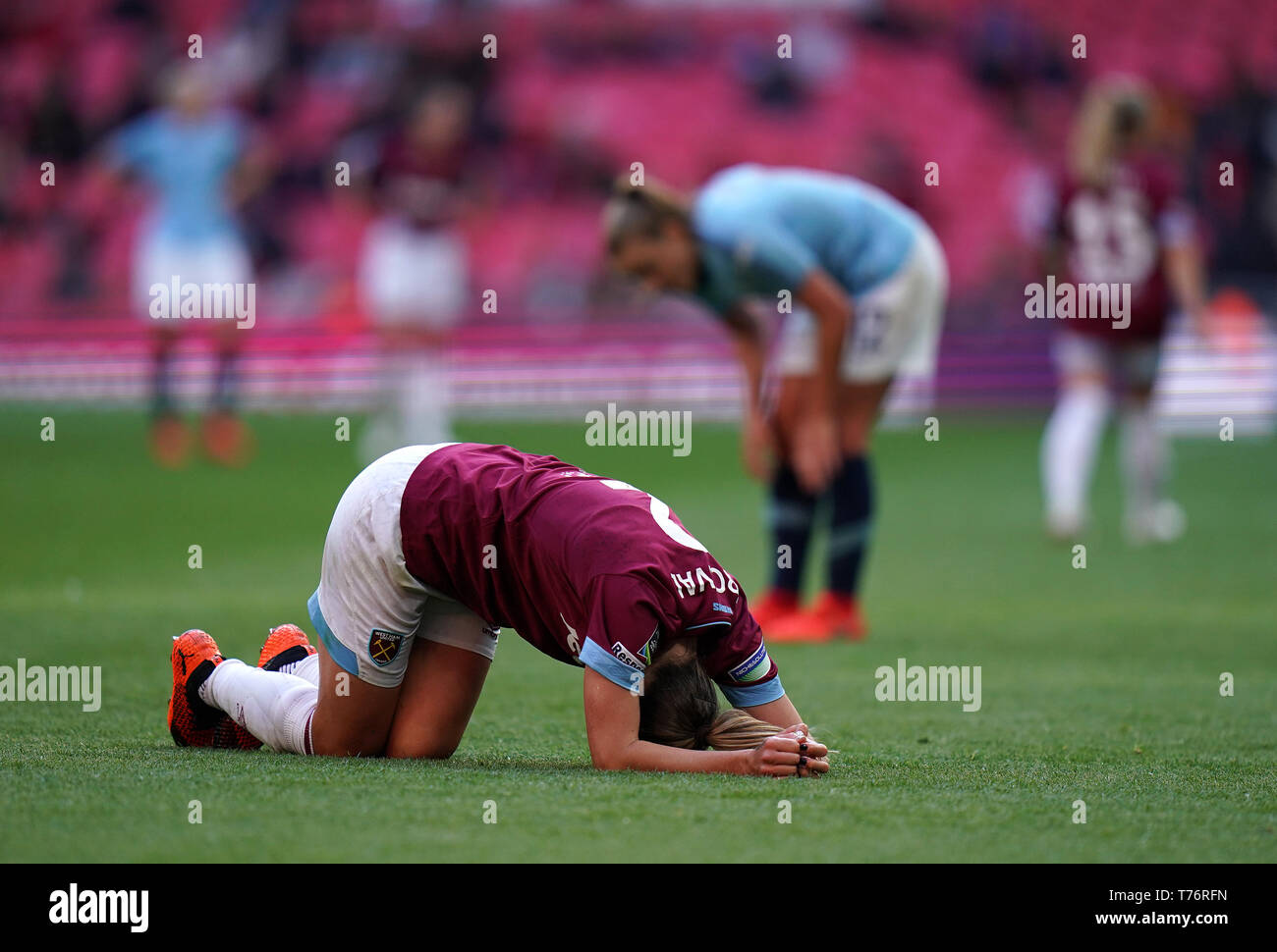 West Ham Ladies' Ria Percival looks dejected after her side concede a ...