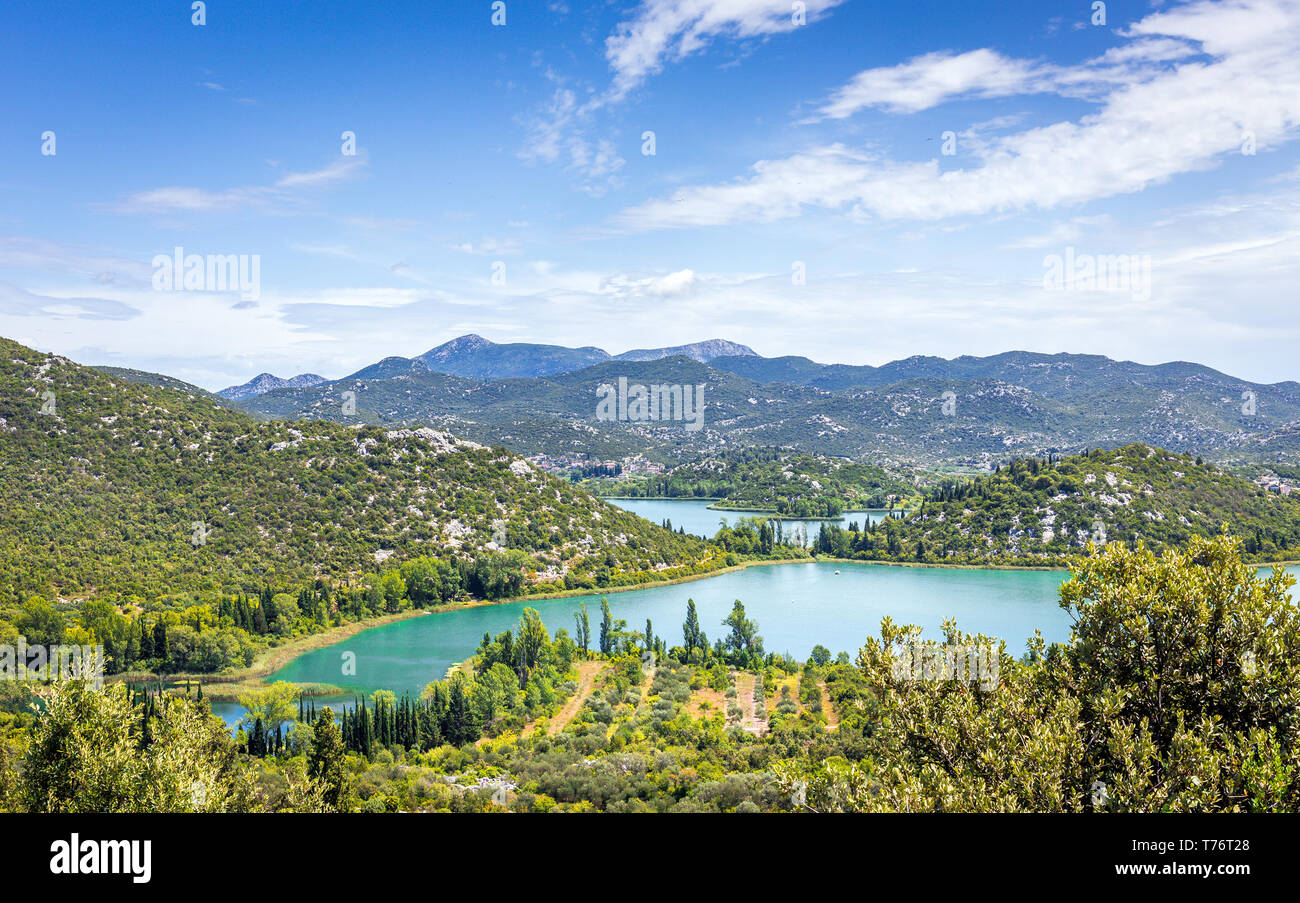 Aerial view of beautiful Bacina lakes in Neretva district, Croatia ...