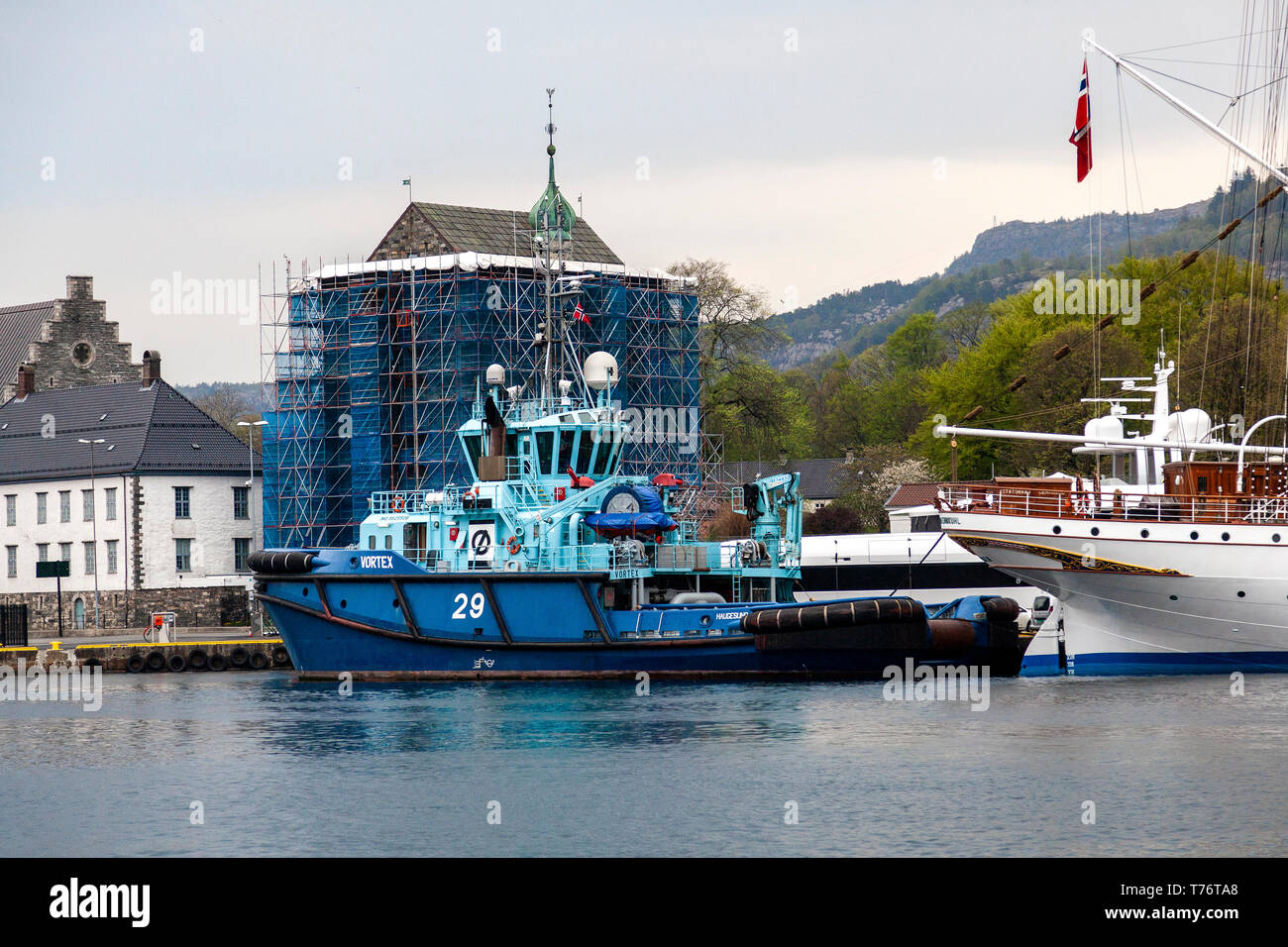 Tug boat Vortex at Bradbenken terminal in the port of Bergen, Norway ...