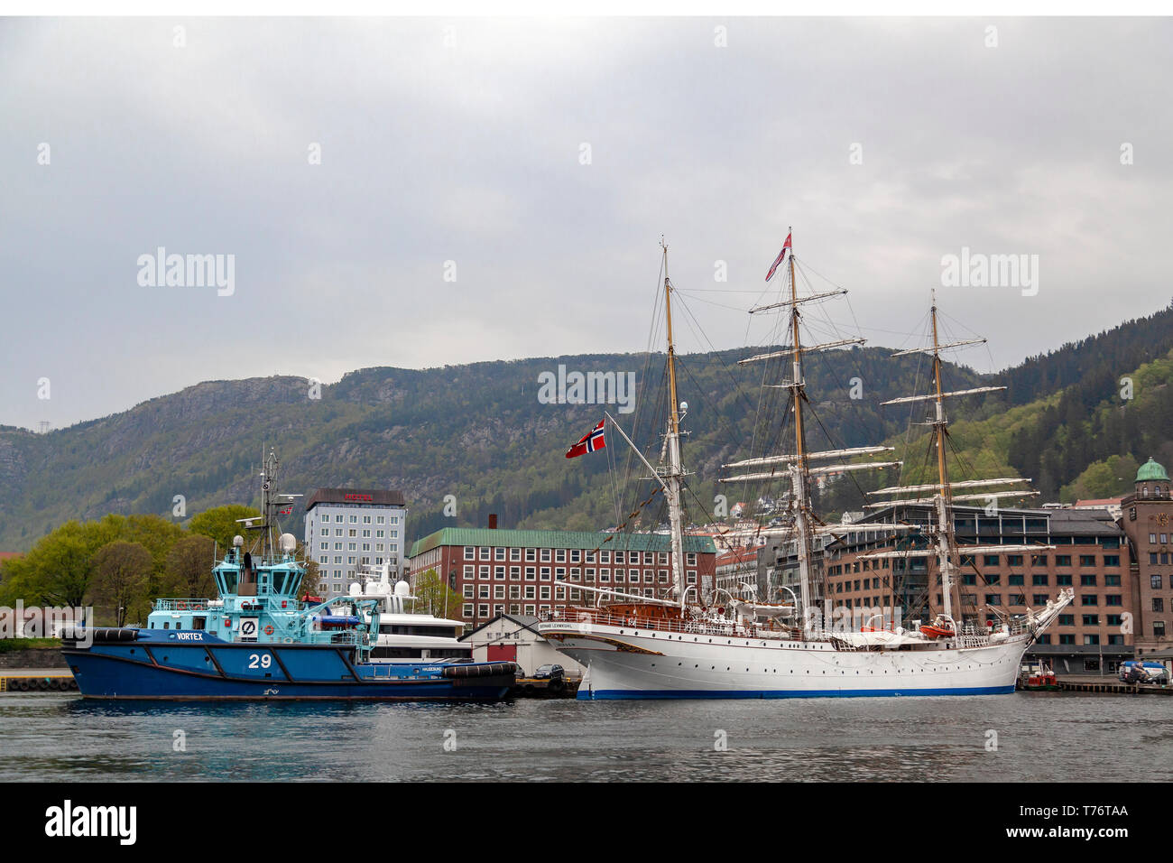 Tug boat Vortex at Bradbenken terminal in the port of Bergen, Norway ...