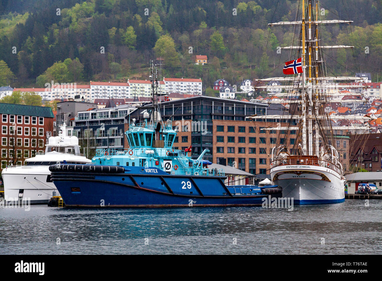 Tug boat Vortex at Bradbenken terminal in the port of Bergen, Norway ...