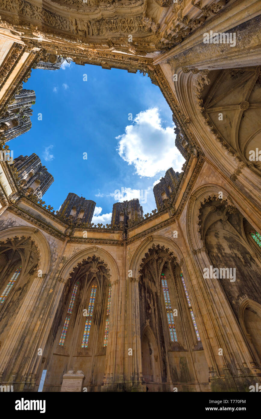 Unfinished chapels in Batalha Dominican convent, Portugal Stock Photo ...