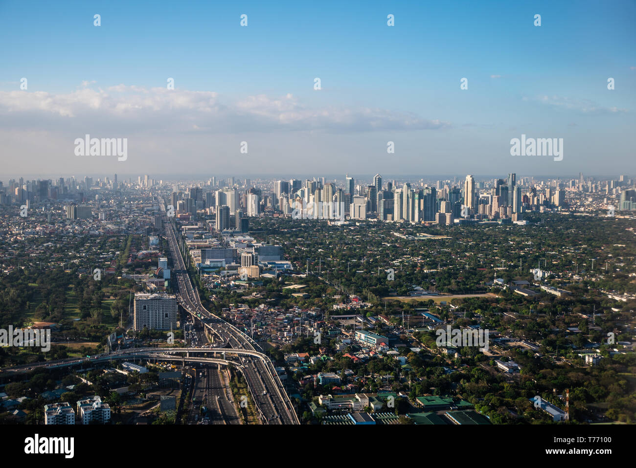 Aerial view of Makati City, Philippines from a window seat Stock Photo ...