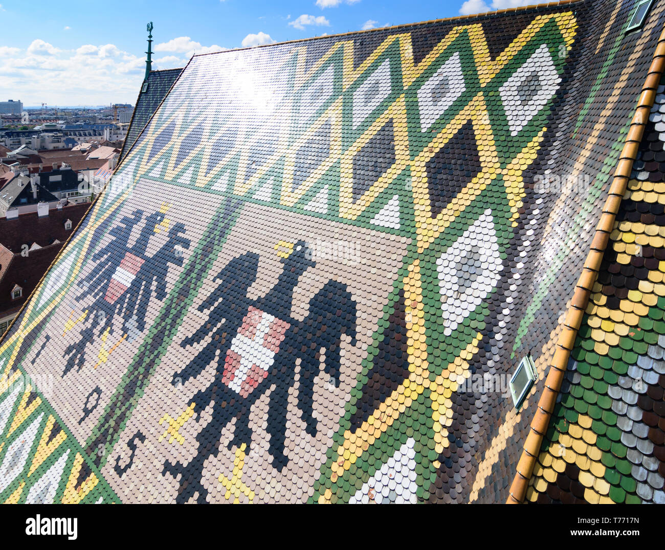 Wien, Vienna: Stephansdom (St. Stephen's Cathedral), roof tiles with ...