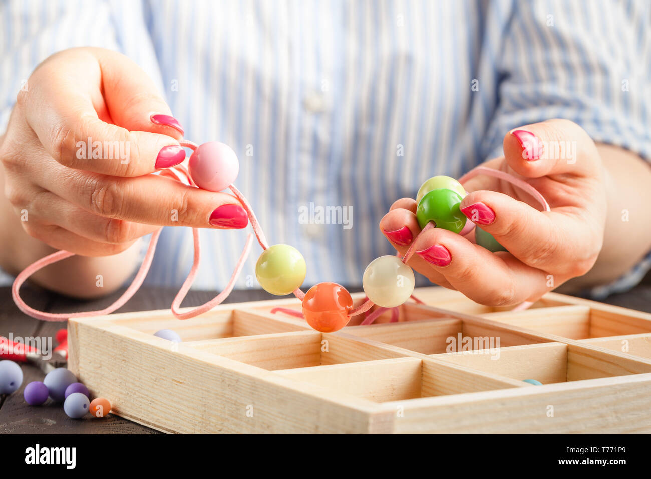 Working process. Handcraft concept. Creative woman making beautiful ...