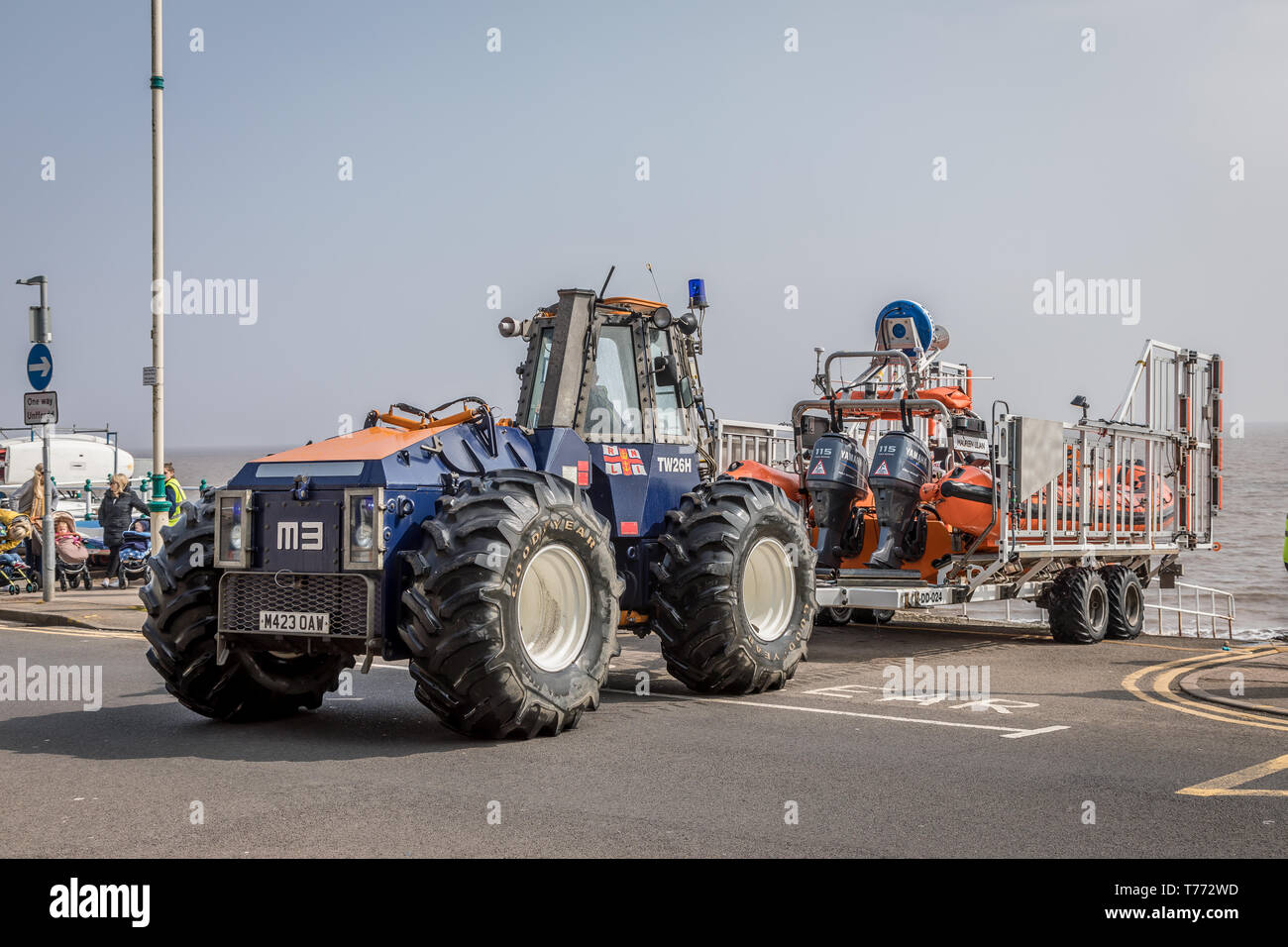 RNLI 'B class' Atlantic lifeboat 'Maureen Lilian' is hauled across the ...