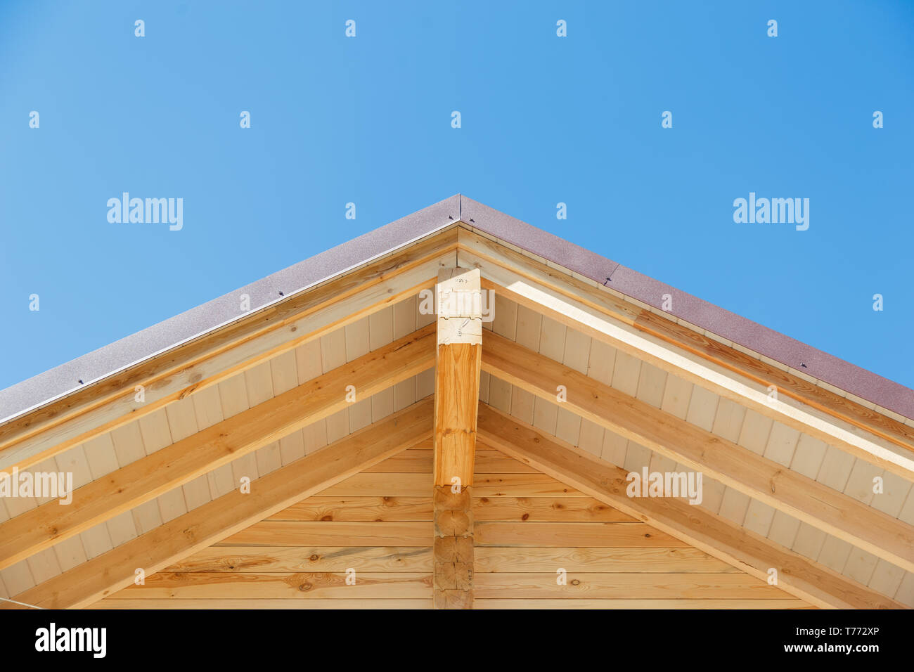 Log cabin building gable end Stock Photo - Alamy