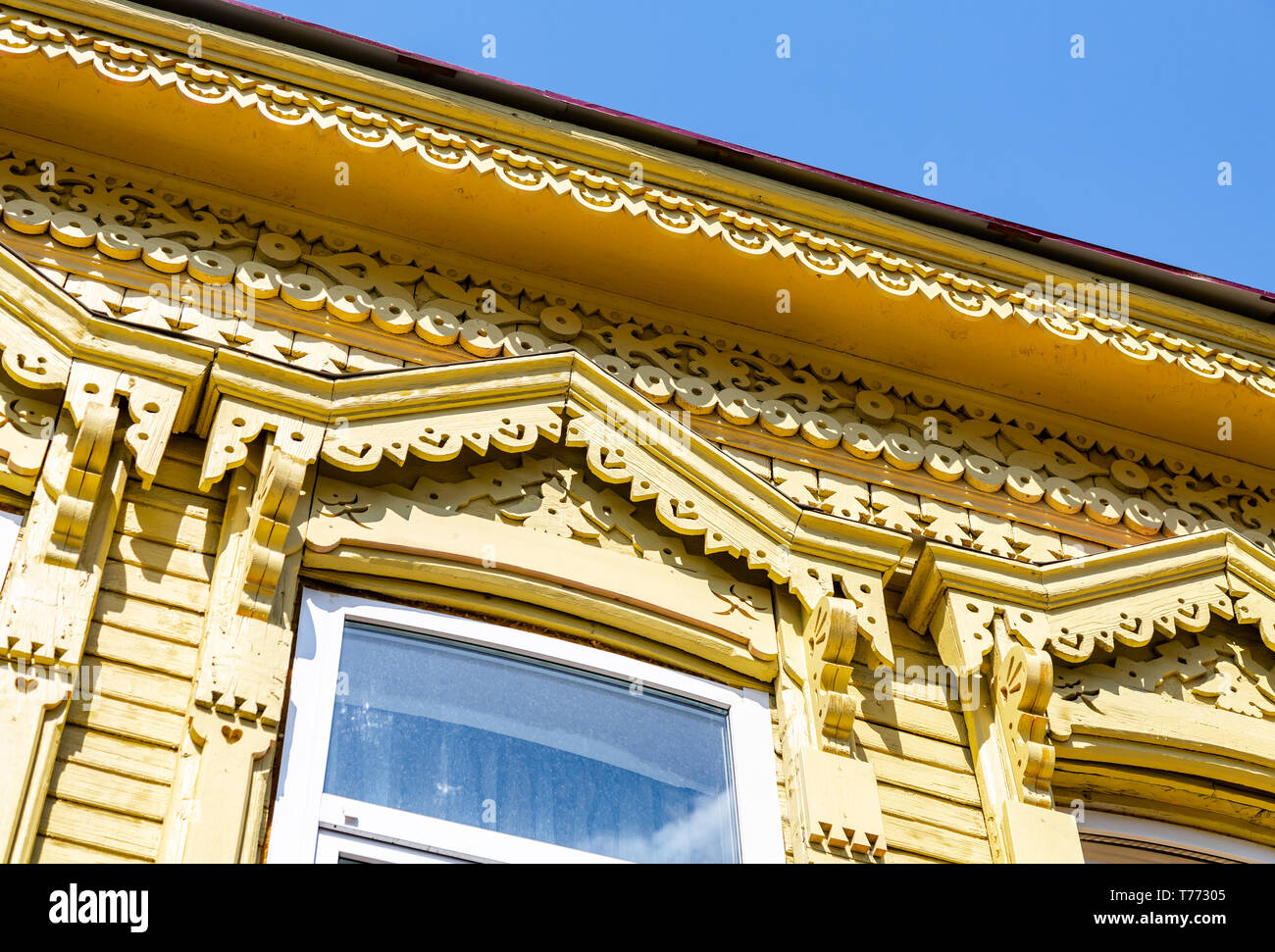 Vintage traditional wooden carved ornament of old house Stock Photo - Alamy