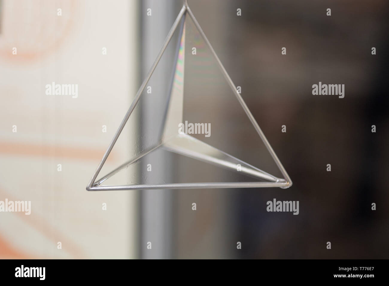 Experiment with soap bubbles in triangles crossing each other Stock ...