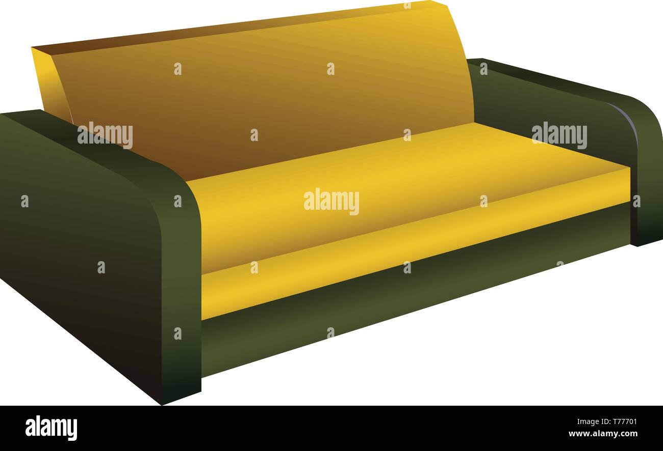 Green yellow sofa icon. Cartoon of green yellow sofa vector icon for ...