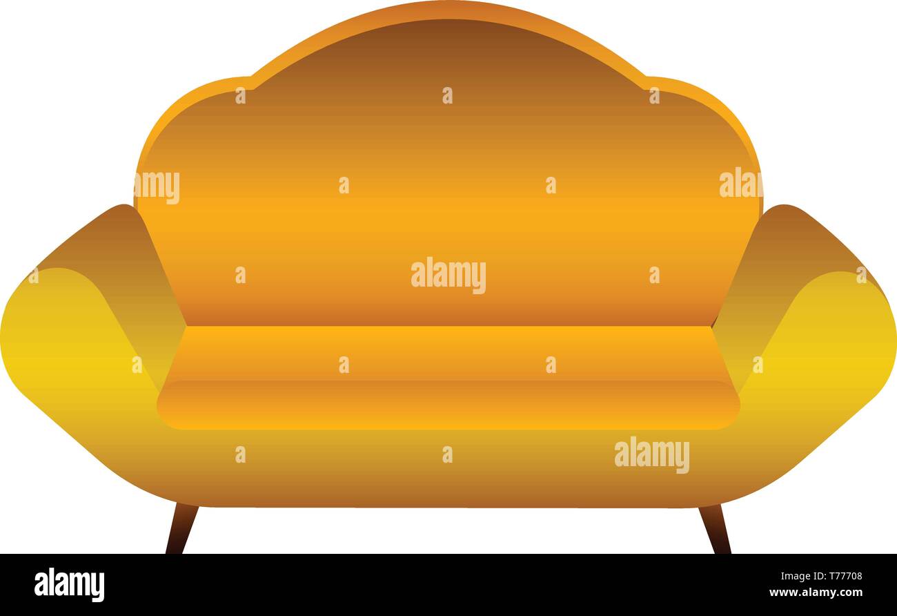 Yellow soft sofa icon. Cartoon of yellow soft sofa vector icon for web ...
