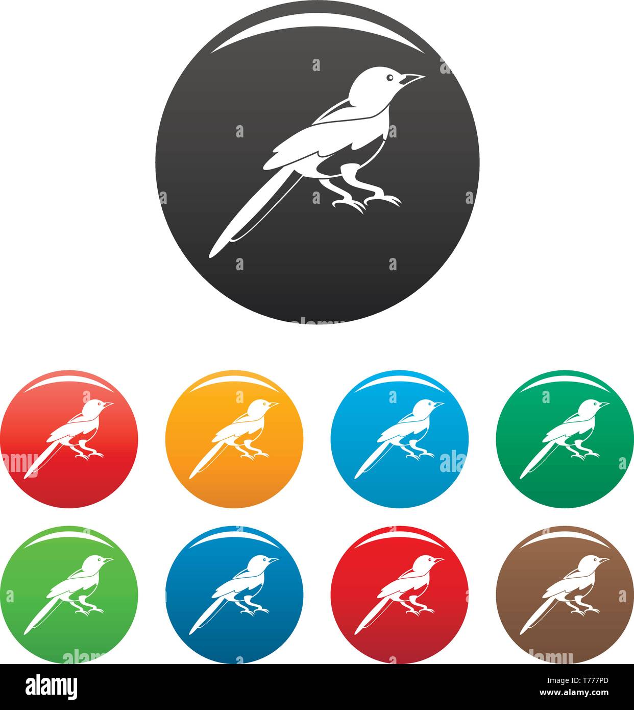 Small magpie icons set 9 color vector isolated on white for any design ...