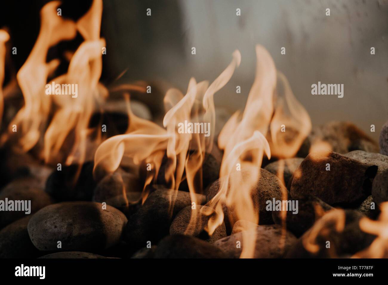 Flames on a luxury fire pit in Tahoe California Stock Photo - Alamy