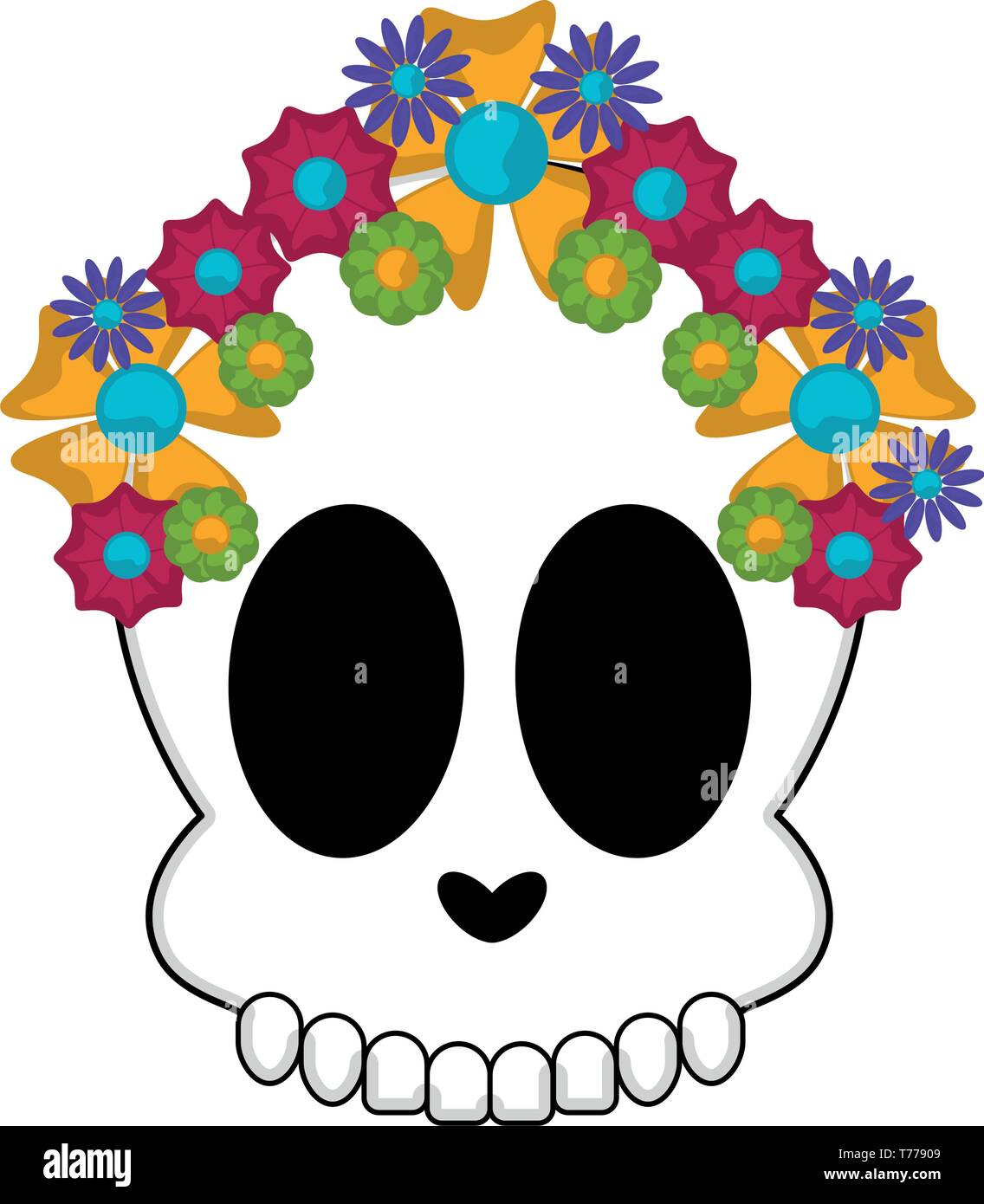Skull flowers skeleton head Stock Vector Images - Alamy