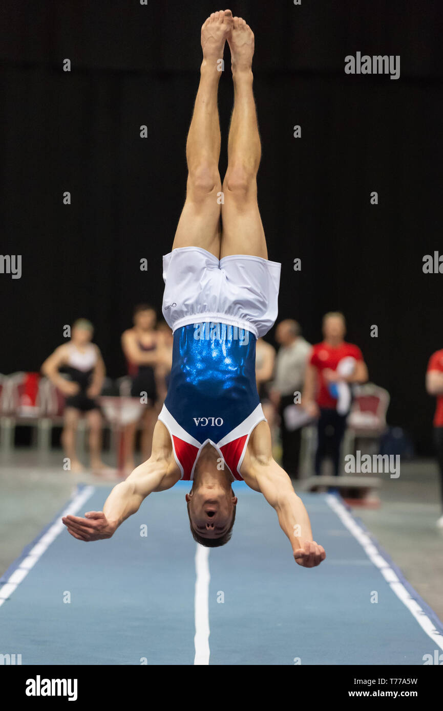 Telford, England, UK. 28 April, 2018. Ben Goodall (OLGA Poole) in ...