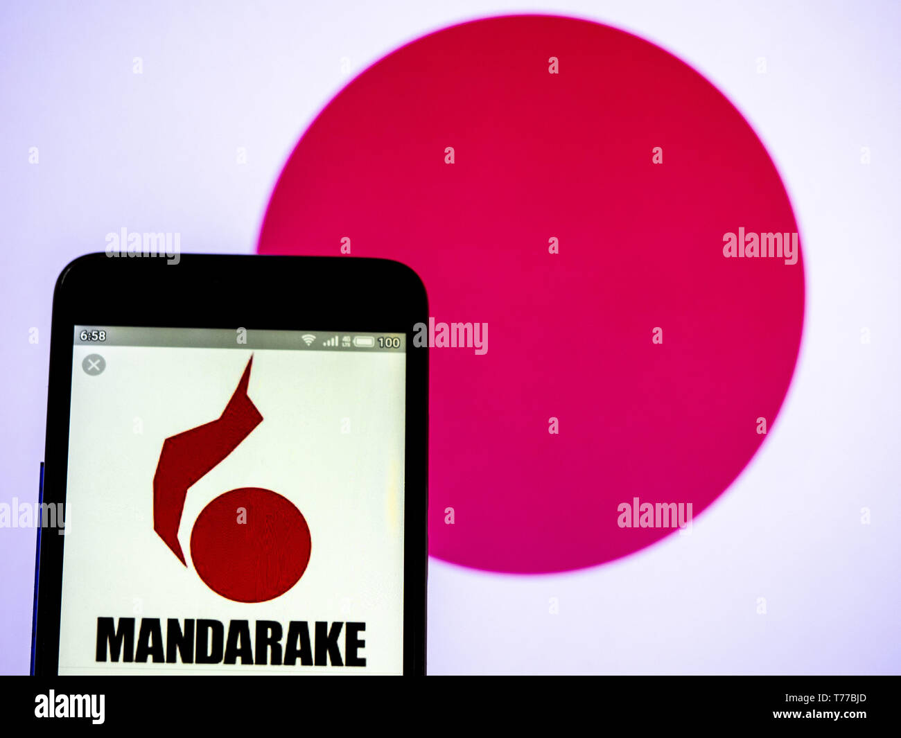 Ukraine. 4th May, 2019. In this photo illustration a Mandarake INC. logo seen displayed on a ...