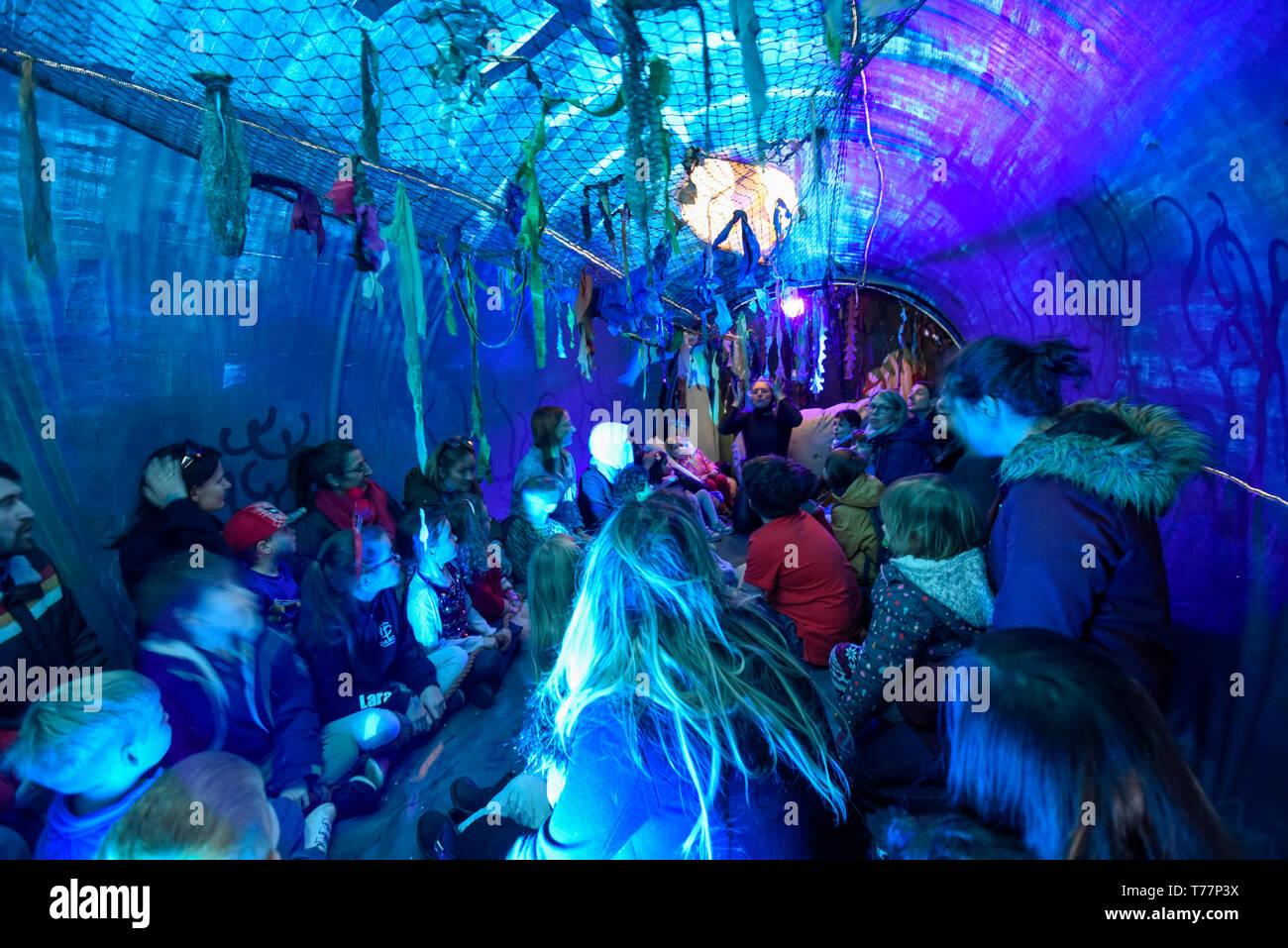London, UK. 5 May 2019. Children experience the environmental theatre ...