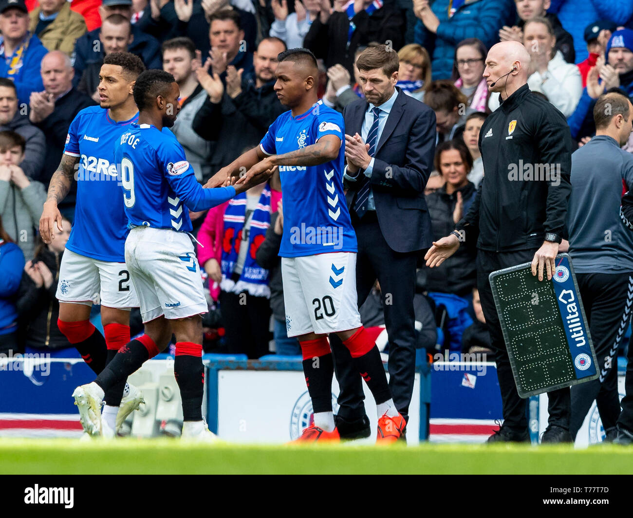 Ibrox Stadium, Glasgow, UK. 5th May, 2019. Ladbrokes Premiership ...