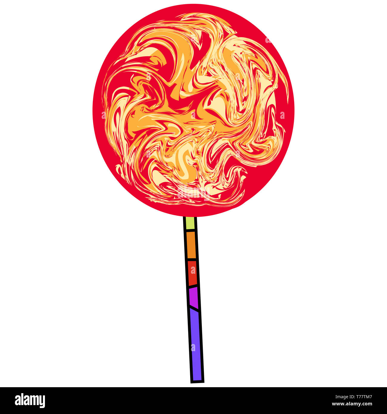 Icon round candy on a stick. illustration on white background Stock ...