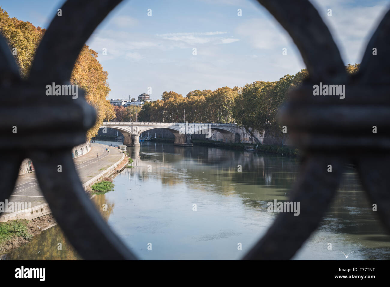 View of a Roman bridge over the Fiume Tevere in Rome Italy Stock Photo ...