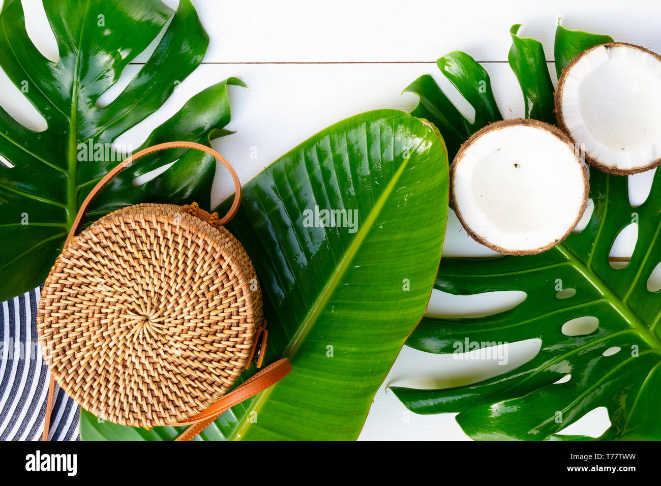 Summer flat lay scenery with swimsuit Stock Photo - Alamy