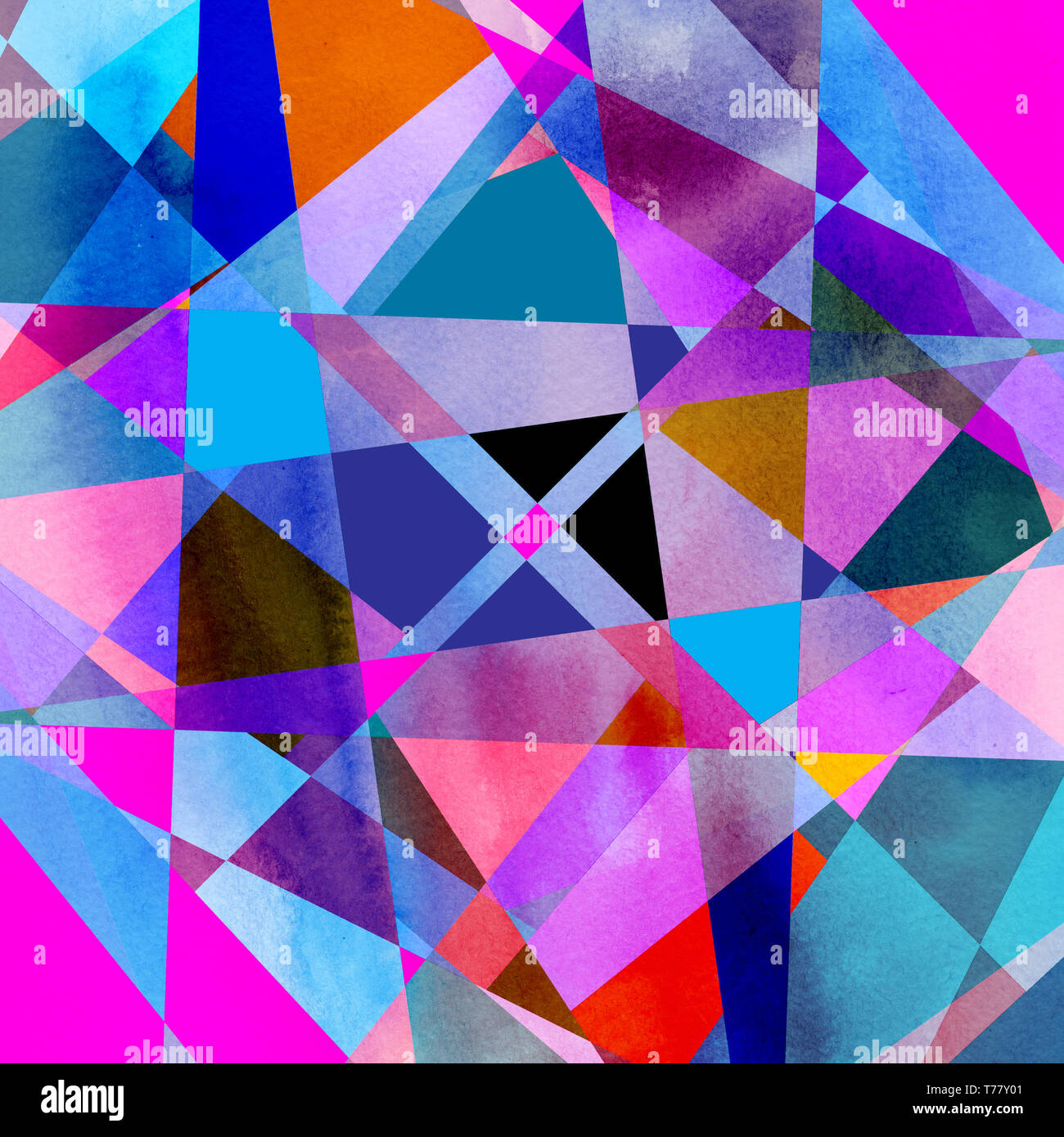 Abstract watercolor background with geometric color objects and ...