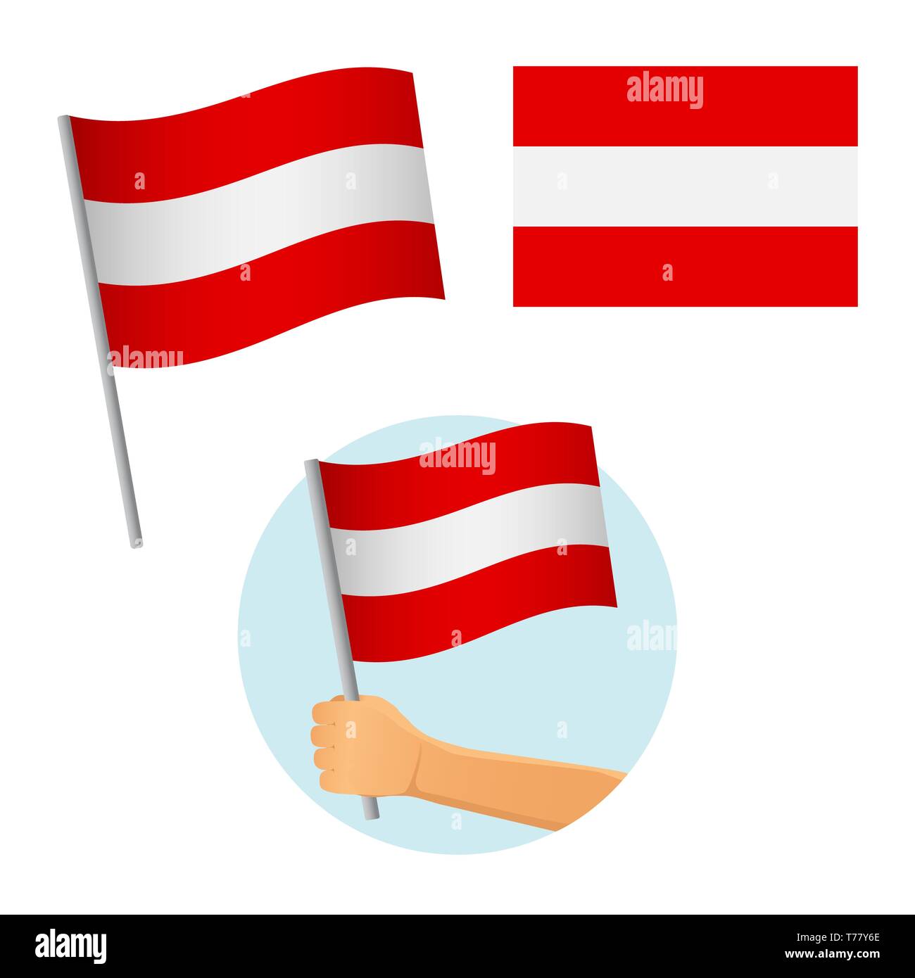 Austria flag in hand. Patriotic background. National flag of Austria ...