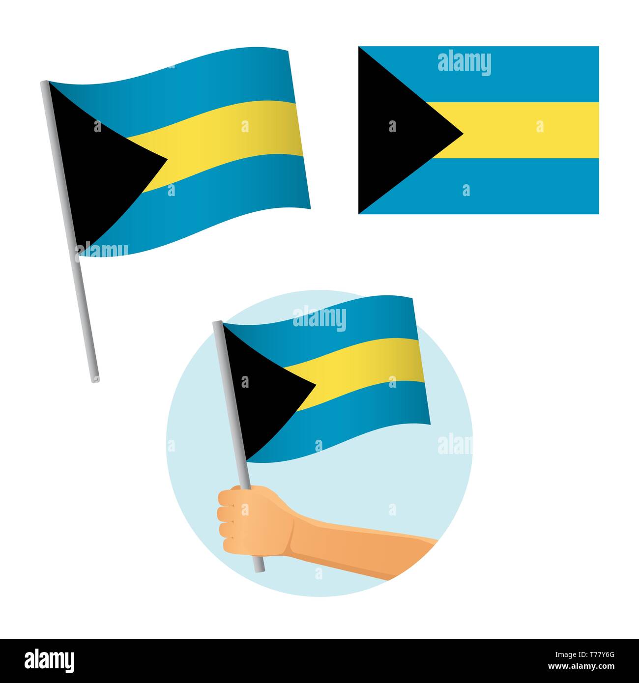 Bahamas flag in hand. Patriotic background. National flag of Bahamas ...