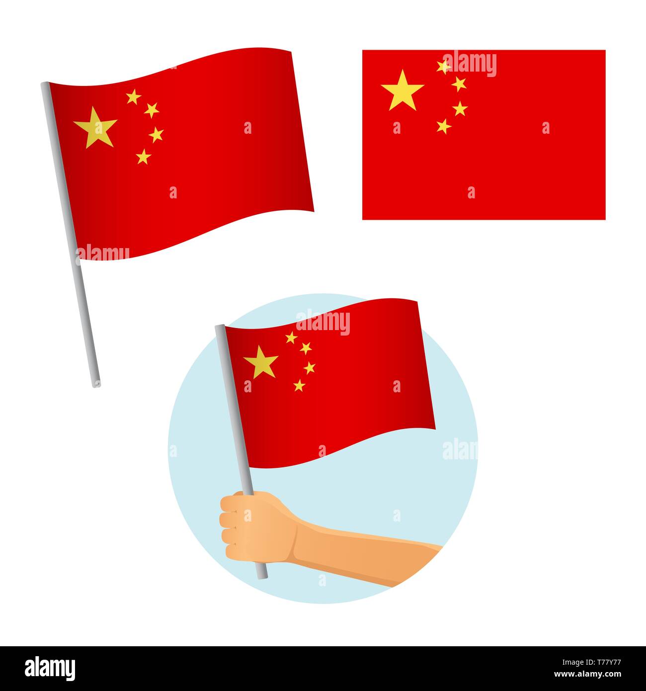China flag in hand. Patriotic background. National flag of China ...