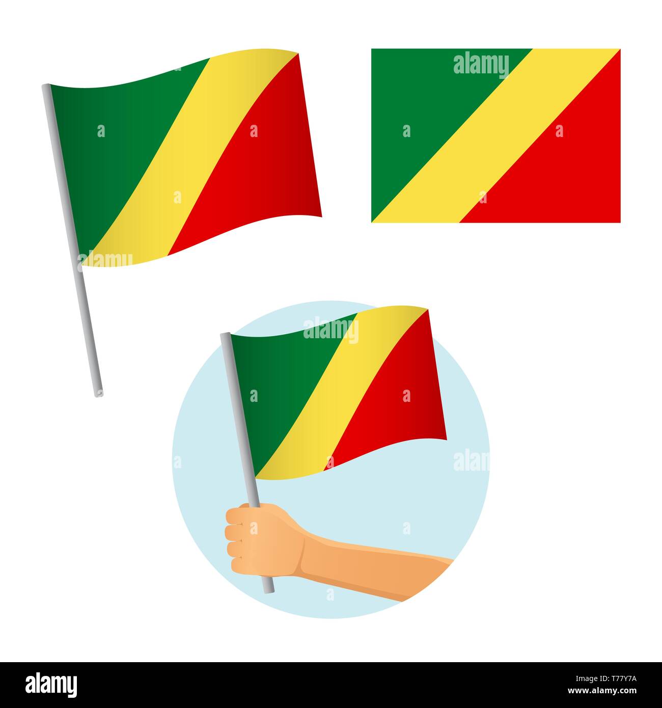 Congo flag in hand. Patriotic background. National flag of Congo ...