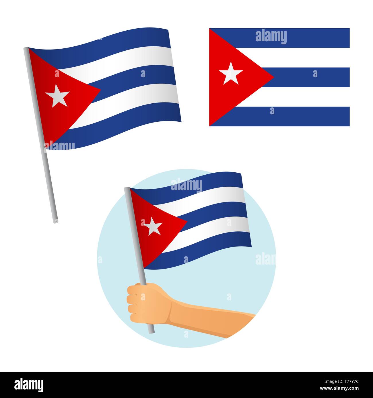 Cuba flag in hand. Patriotic background. National flag of Cuba ...