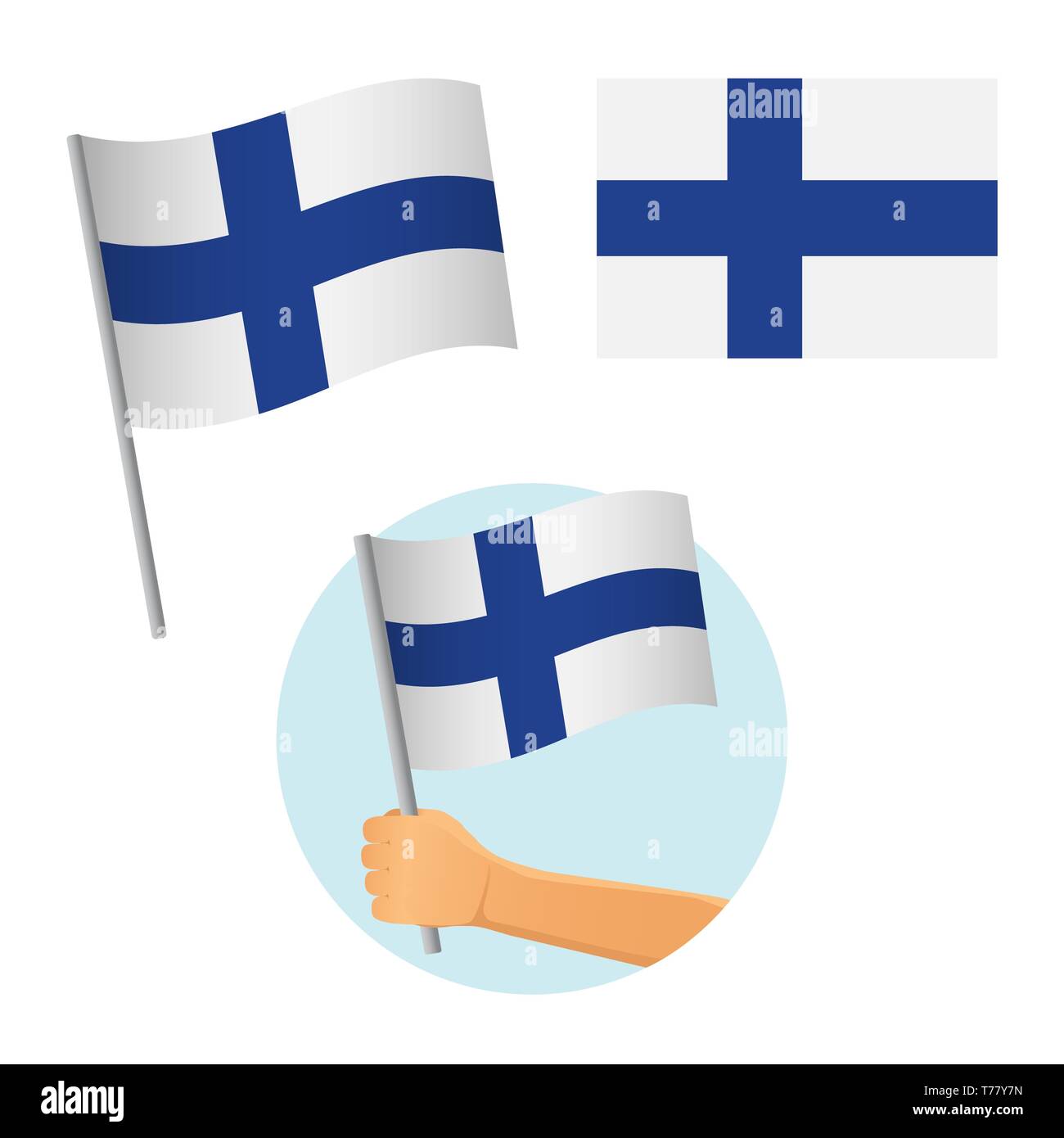 Finland flag in hand. Patriotic background. National flag of Finland ...