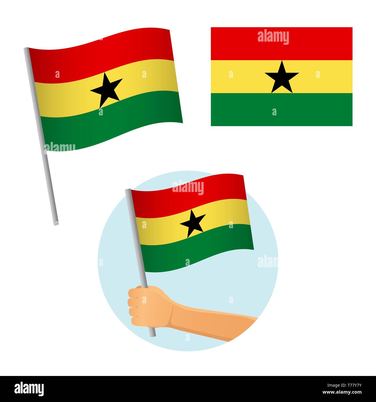 Ghana flag in hand. Patriotic background. National flag of Ghana ...