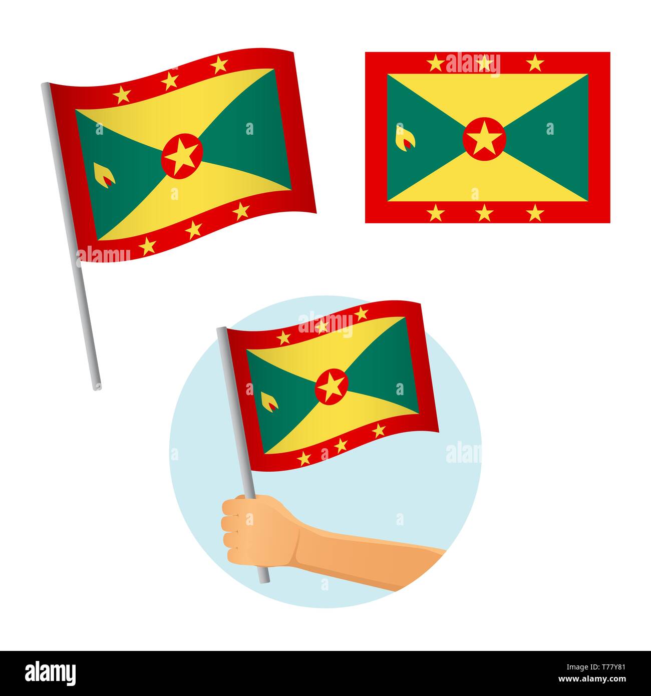Grenada flag in hand. Patriotic background. National flag of Grenada ...
