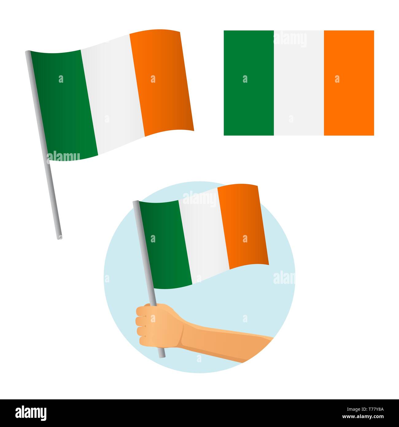 Ireland flag in hand. Patriotic background. National flag of Ireland ...