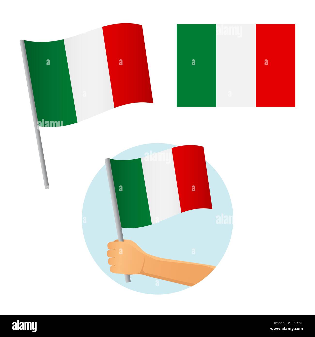 Italy flag in hand. Patriotic background. National flag of Italy ...