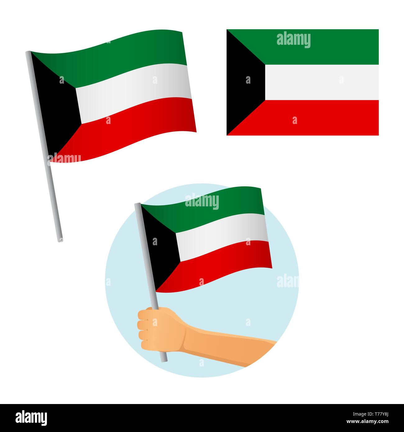 kuwait flag in hand. Patriotic background. National flag of Kuwait ...