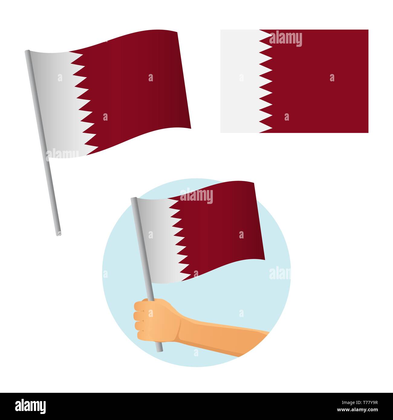 Qatar flag in hand. Patriotic background. National flag of Qatar ...