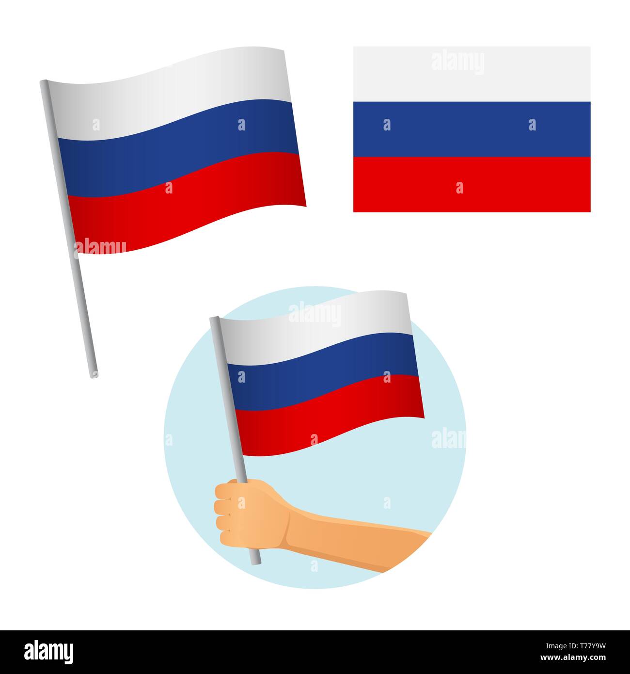 Russia flag in hand. Patriotic background. National flag of Russia ...