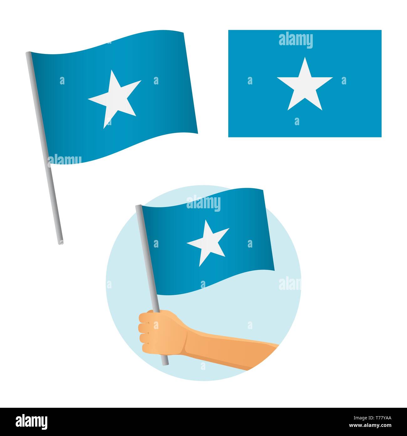 Somalia flag in hand. Patriotic background. National flag of Somalia ...