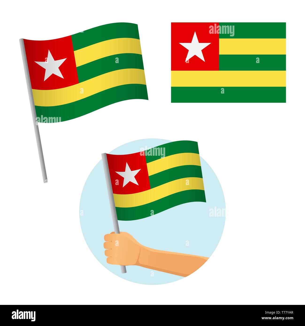 Togo flag in hand. Patriotic background. National flag of Togo ...