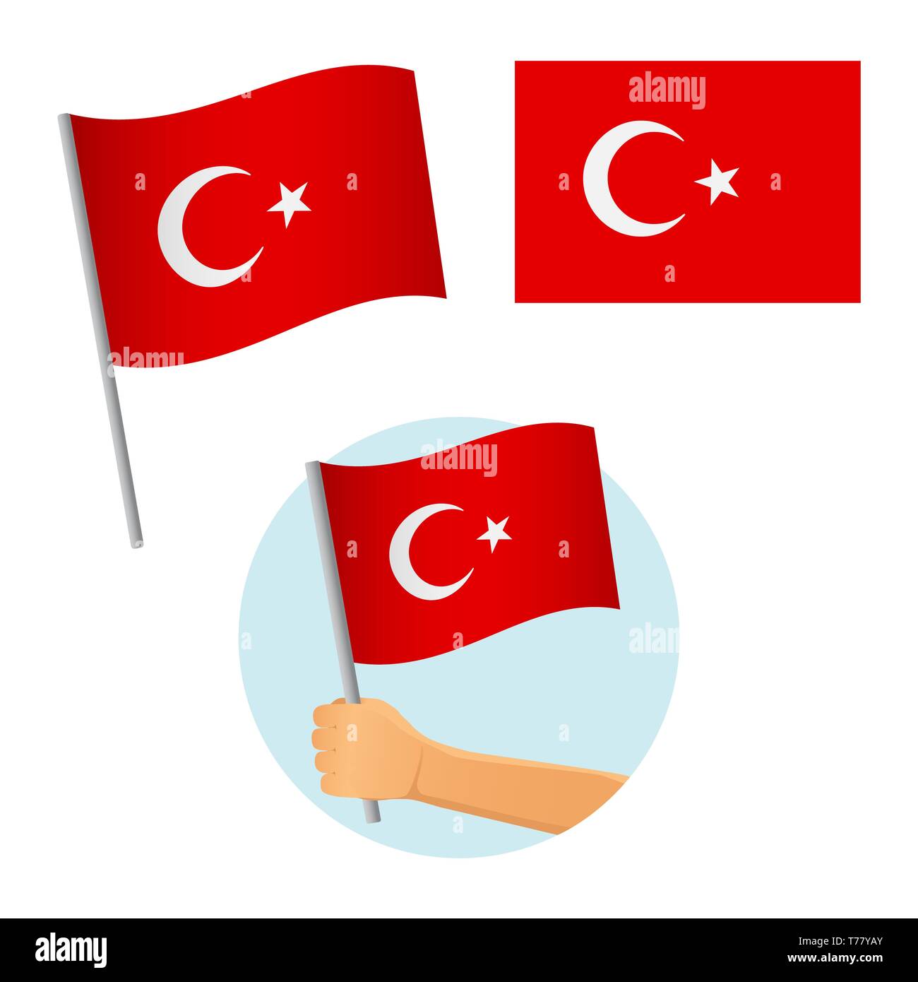 Turkey flag in hand. Patriotic background. National flag of Turkey ...