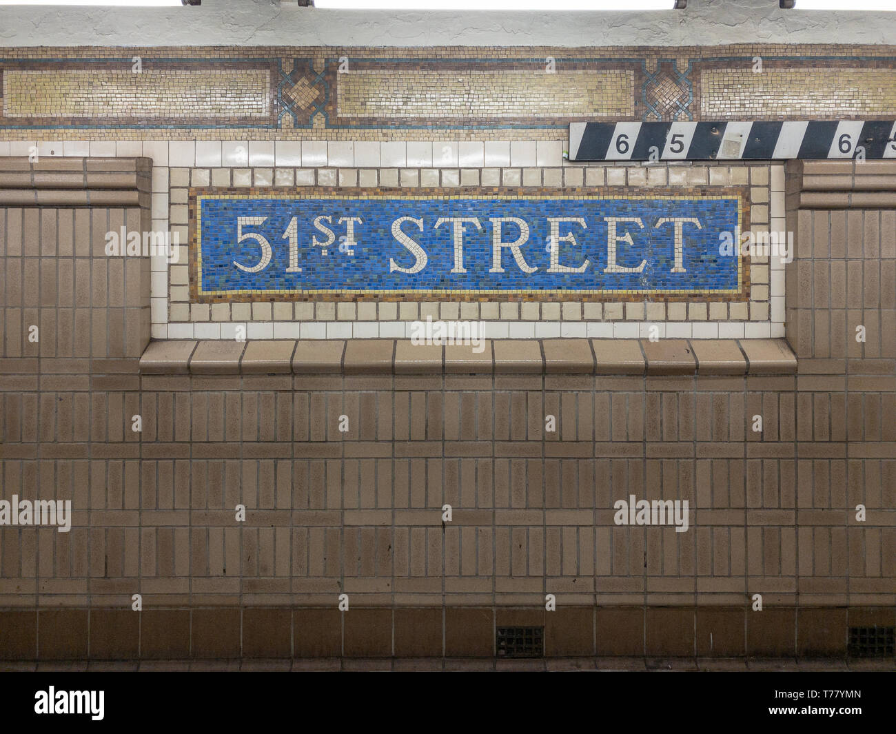 New York City - March 26, 2019: Sign for the 51st Street Subway stop ...